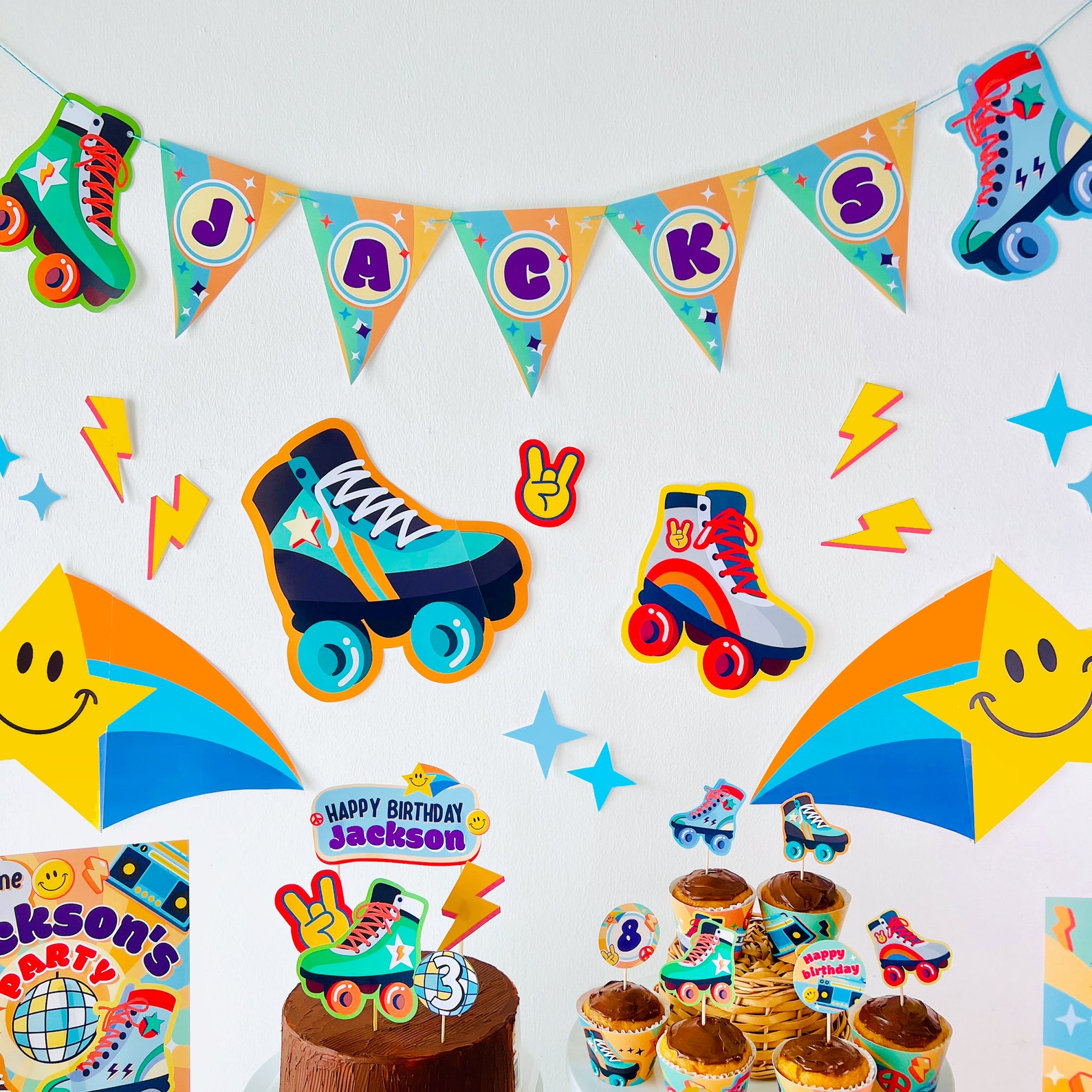 Roller Skating Party Birthday Banner EDITABLE Printable | Rollerblade ...