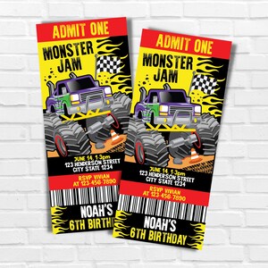 Monster Truck Invitation Ticket/ Monster Jam Invitation Ticket | Etsy