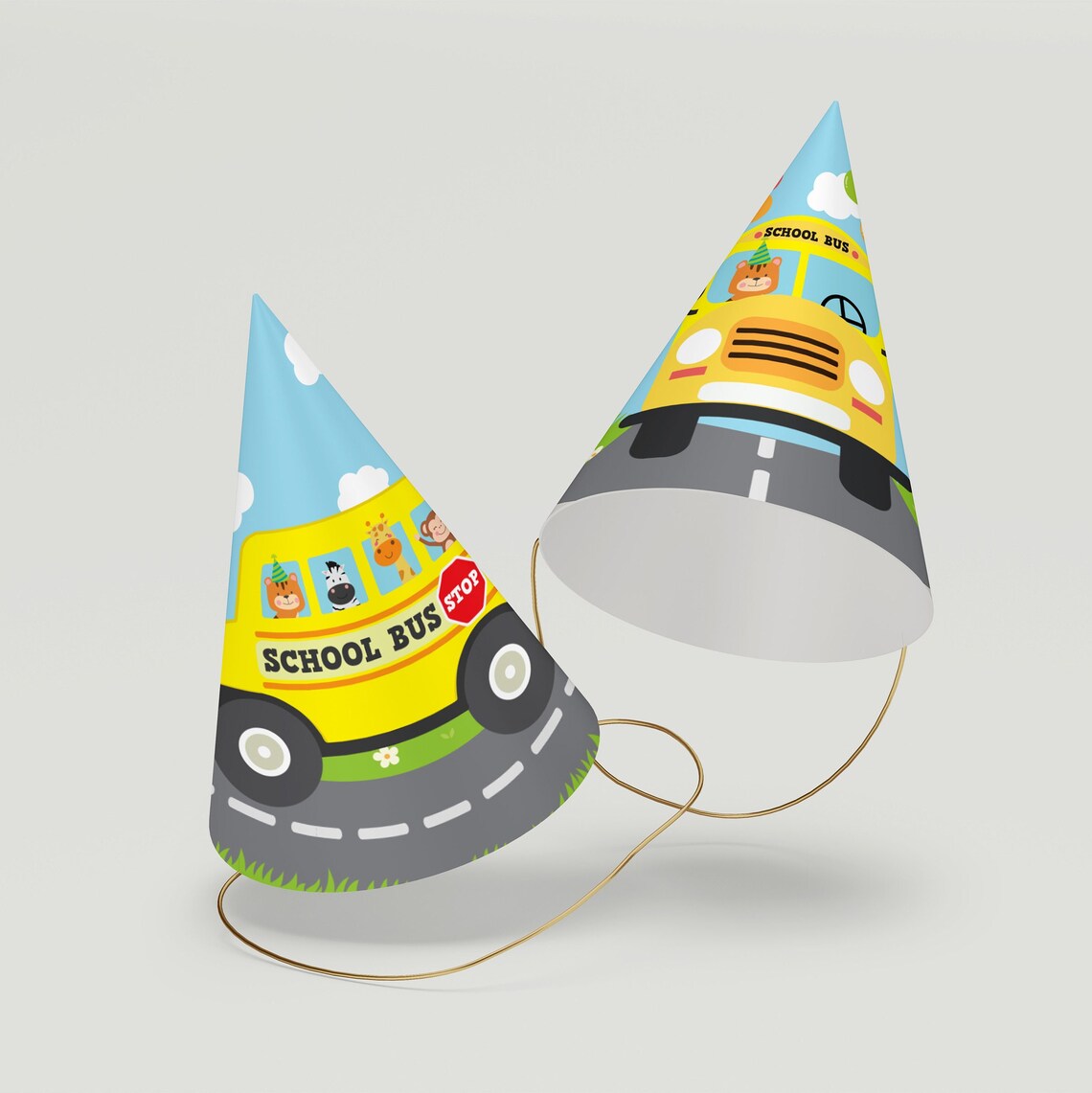Wheels on the Bus Party Hats/ Yellow School Bus Party Hats - Etsy