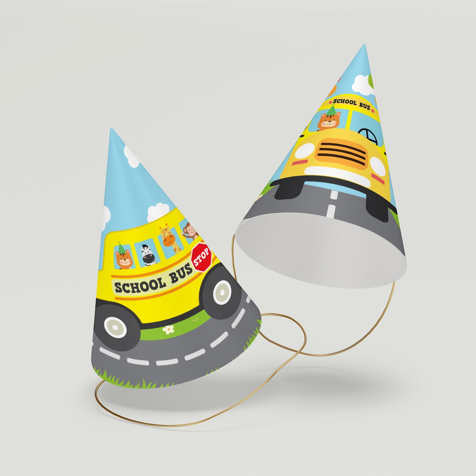 Wheels on the Bus Party Hats/ Yellow School Bus Party Hats - Etsy