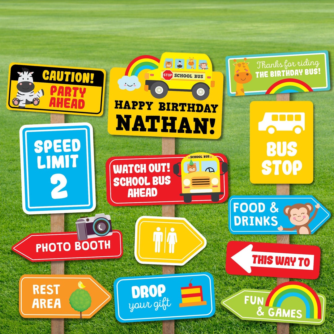 Wheels on the Bus Birthday Party Sign/ Yellow School Bus Party ...