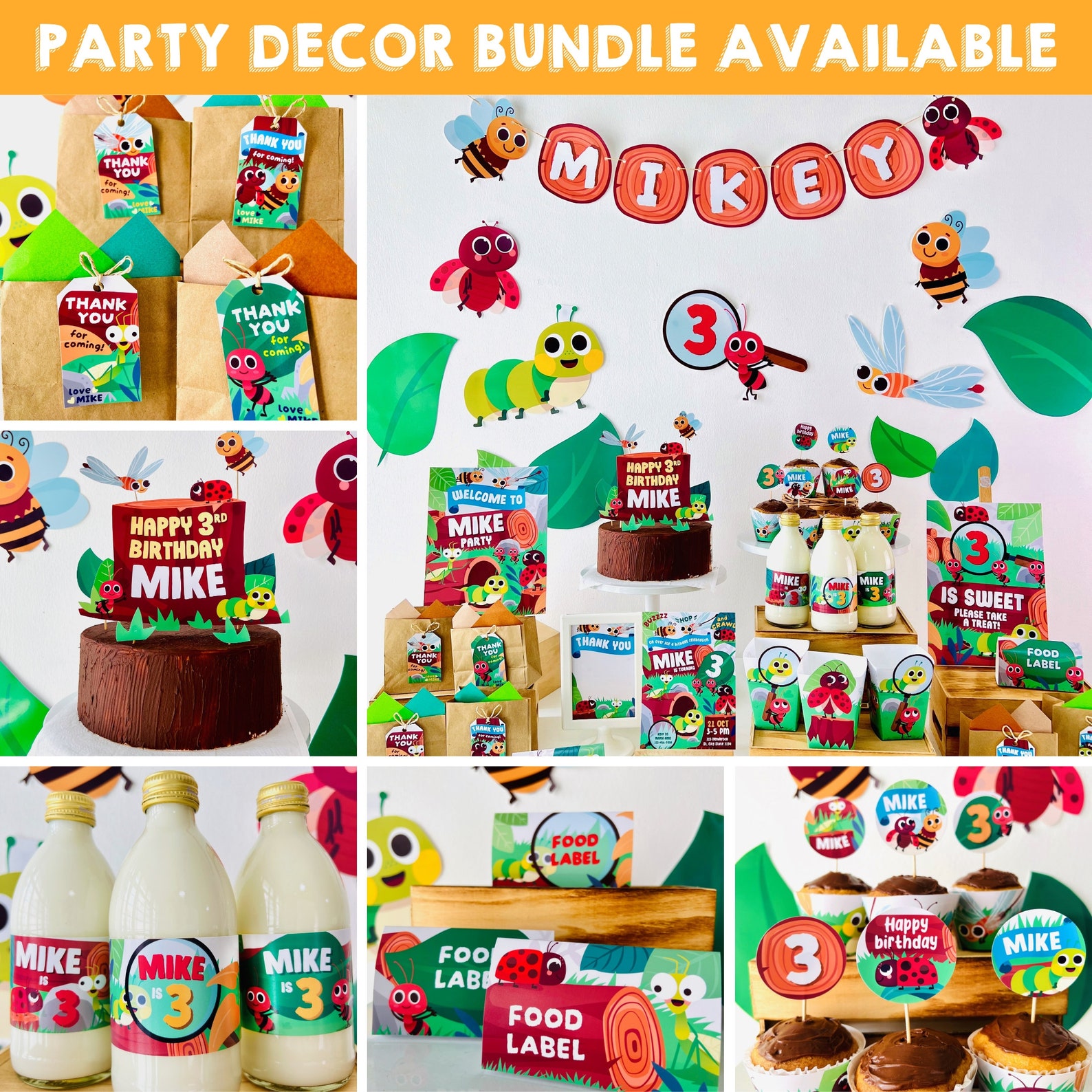Bugs Birthday Banner | Editable Nature Party Decor (digital Download ...