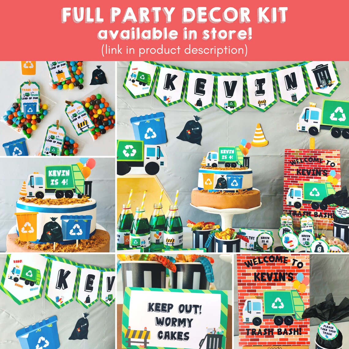 Garbage Truck Birthday Cake Topper/ Waste Management Birthday Cake ...