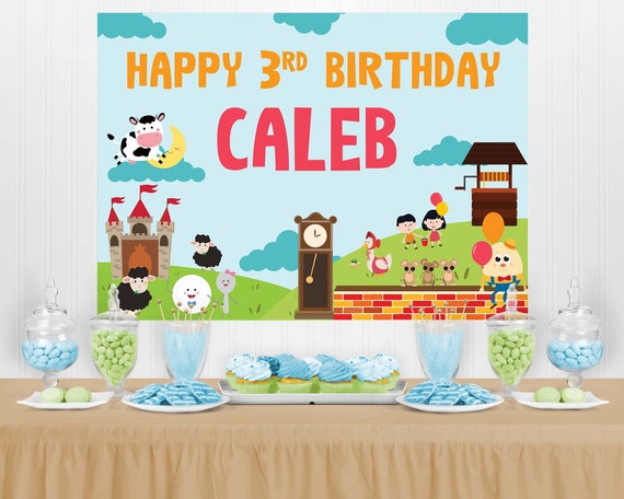 Nursery Rhymes Birthday Backdrop Editable Party Printable/ First ...