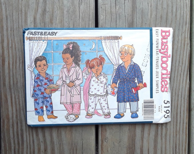 Butterick Busybodies Sewing Pattern 5195 Toddler and Children's Pajamas ...