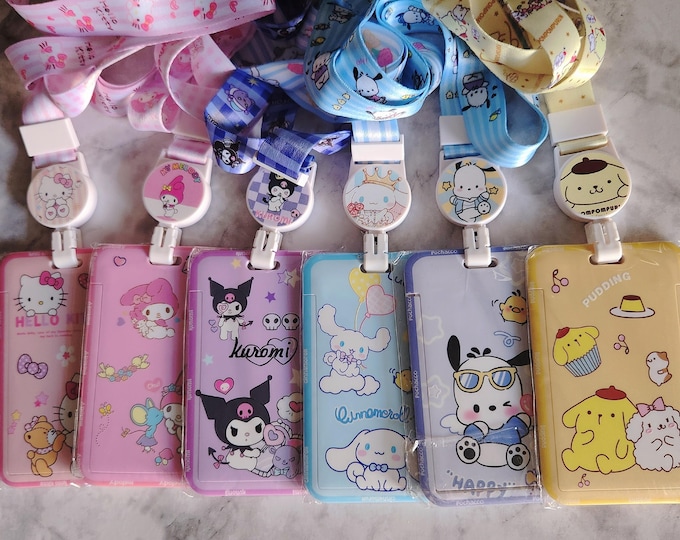 Cute Character ID Card Holder Badge With Lanyard and Badge Reel - Etsy