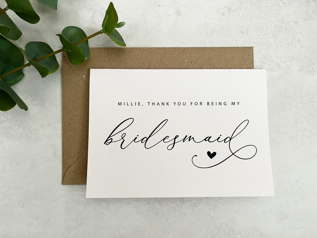 Bridesmaid Thank You Card, Personalised Card, Bridesmaid Gift - Etsy