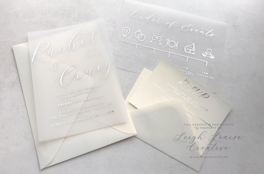Vellum Foil Wedding Invitation Suite: Elegant Minimalist Design - Etsy