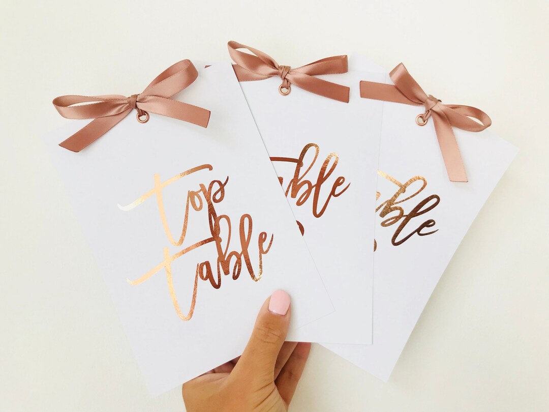 Foil Table Numbers With Ribbon, Wedding Table Numbers, Custom ...