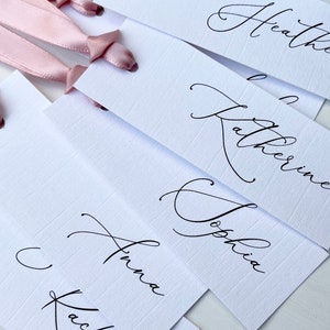 Personalized Wedding Place Card: Linen Card Stock With Ribbon - Etsy
