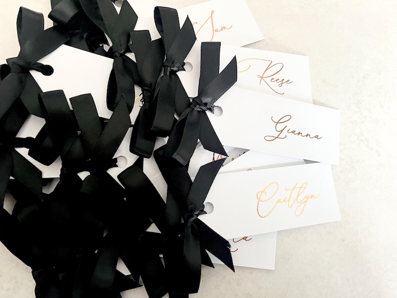 Foiled Wedding Place Card: Personalized Favor Tag With Ribbon - Etsy ...