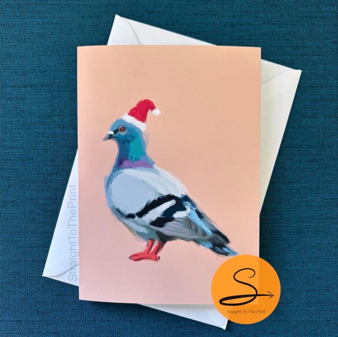 Pigeon Christmas Card, Merry Christmas, Greetings Card, Pigeon Gift ...