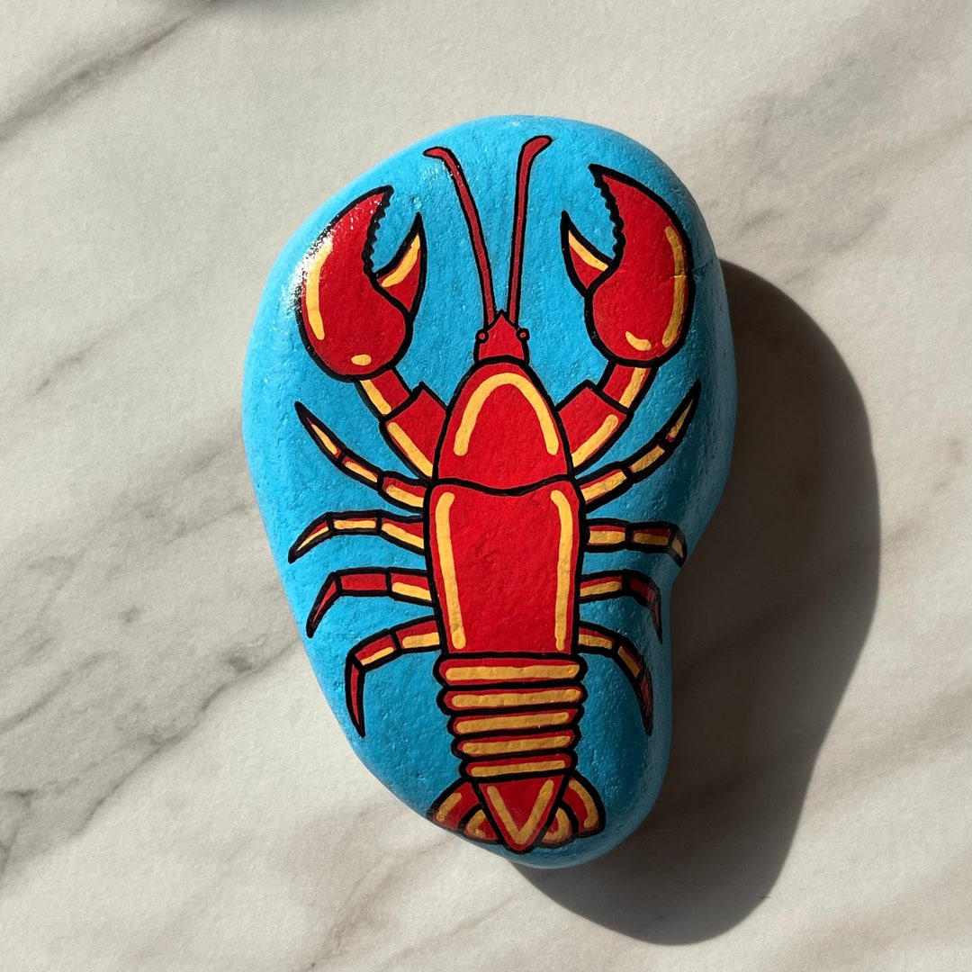 Lobster Pebble Ornament Hand Painted Art Nautical Decor - Etsy