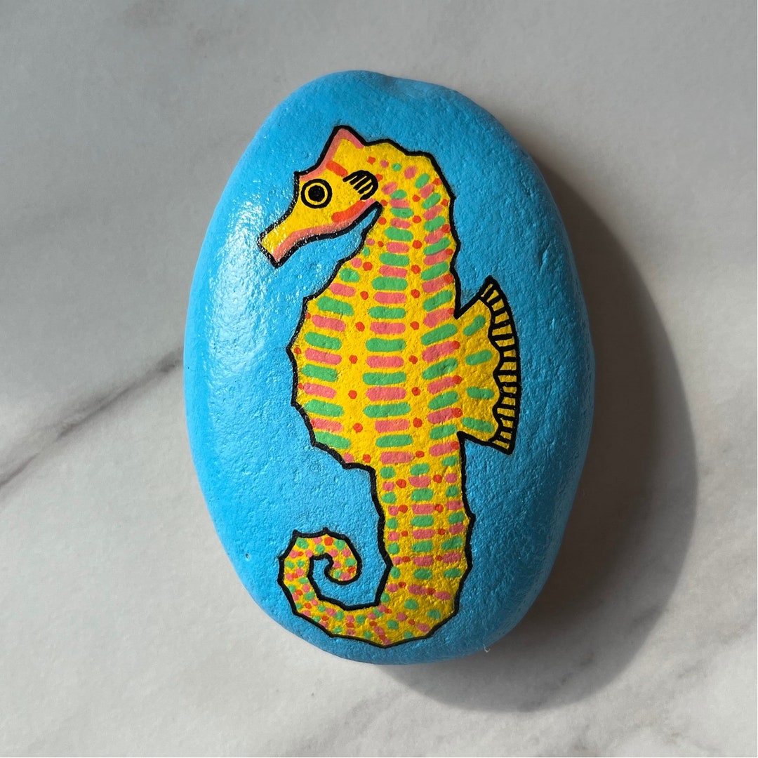 Pebble Painting Seahorse Art Pebble Art Painted Rock Seaside Beach ...