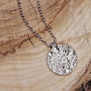 Solid Silver Disc Pendant, 925 Sterling Silver Necklace, Small ...