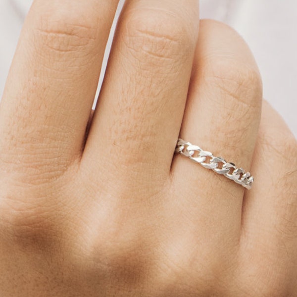Silver Chain Ring - Etsy