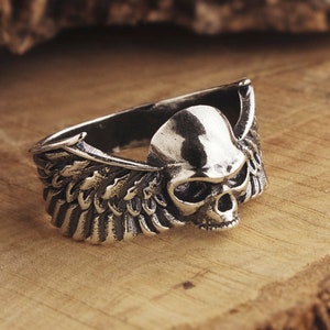 Solid Silver Skull Ring, 925 Sterling Silver, Unisex Band Ring ...
