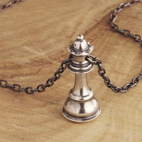 Sterling Silver Chess Piece Charm Necklace Chess Pendant - Etsy