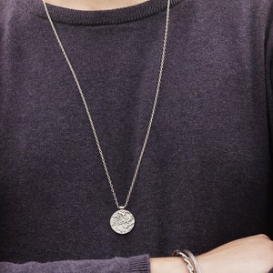 Solid Silver Disc Pendant, 925 Sterling Silver Necklace, Small ...