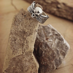 Solid Silver Skull Ring, 925 Sterling Silver, Unisex Band Ring ...