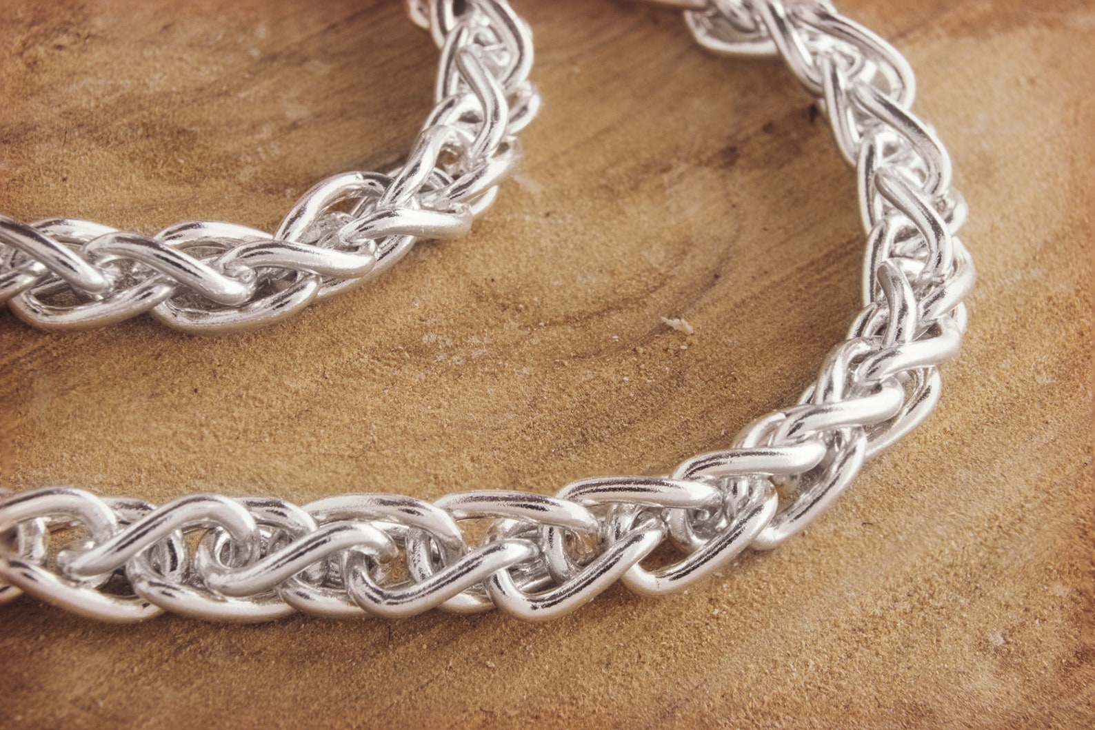 Thick Wheat Chain Bracelet, Silver Chain Bracelet, Solid Silver Chain ...