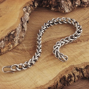 Thick Wheat Style Chain Bracelet, 925 Solid Sterling Silver, Woven ...