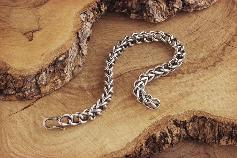 Thick Wheat Style Chain Bracelet 925 Solid Sterling Silver | Etsy