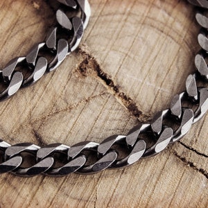 Oxidized Silver Key Chain, Black Silver, Curb Chain for Wallet, 925 ...