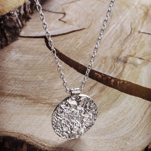 Solid Silver Disc Pendant, 925 Sterling Silver Necklace, Small ...