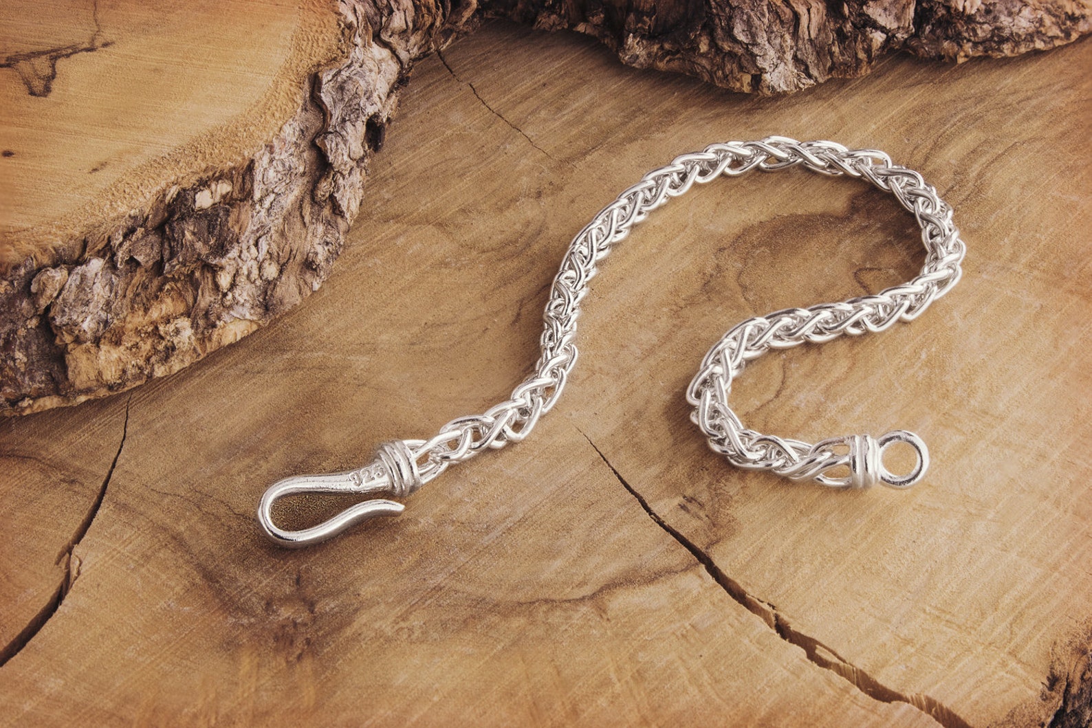 Thick Wheat Chain Bracelet Silver Chain Bracelet Solid | Etsy