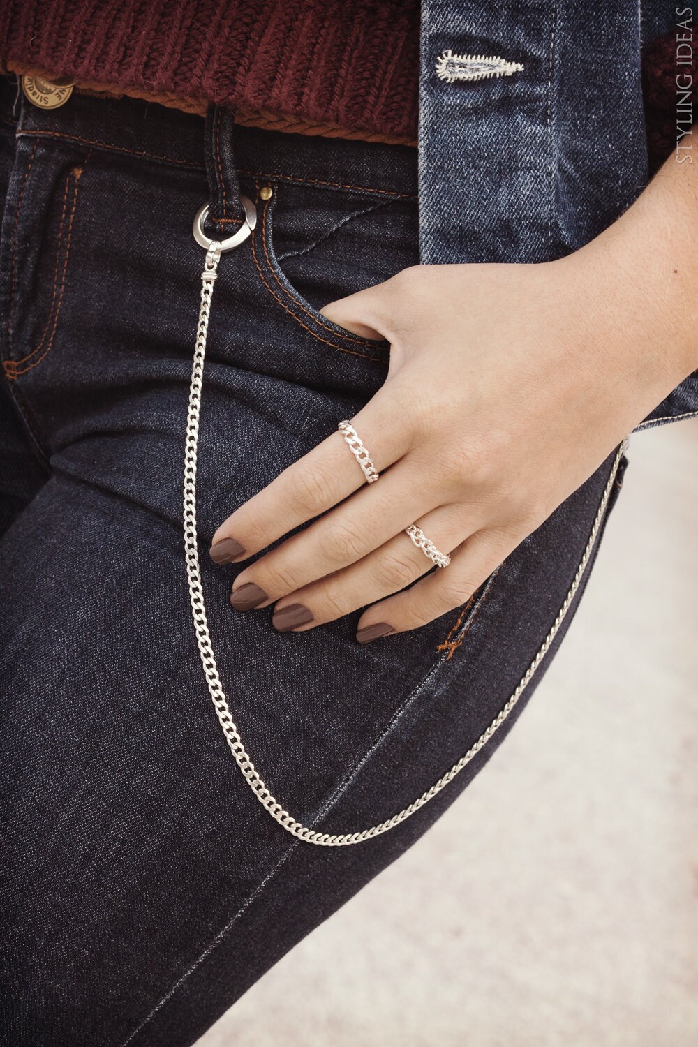 Solid Silver Chain Flexible Link Ring 925 Sterling Silver - Etsy