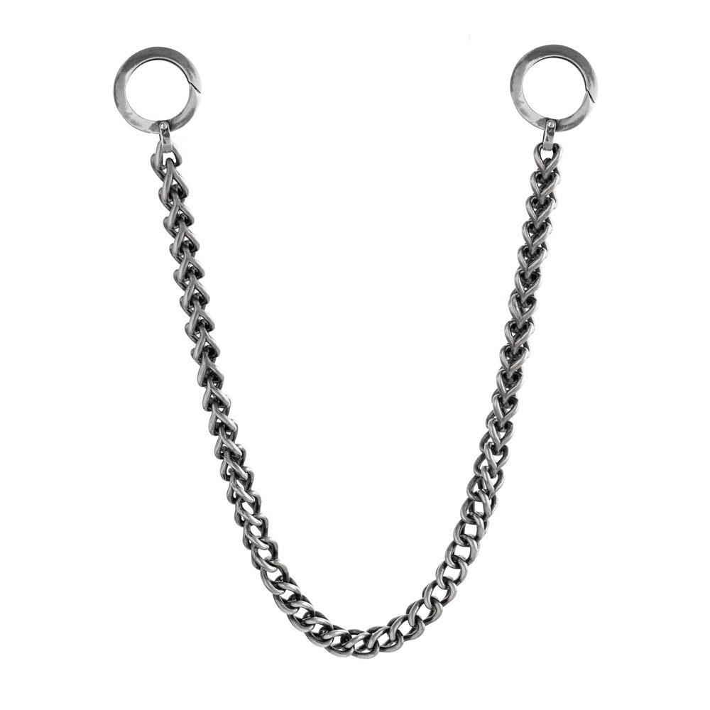 Thick Silver Key Chain Oxidized Woven Links 925 Solid - Etsy