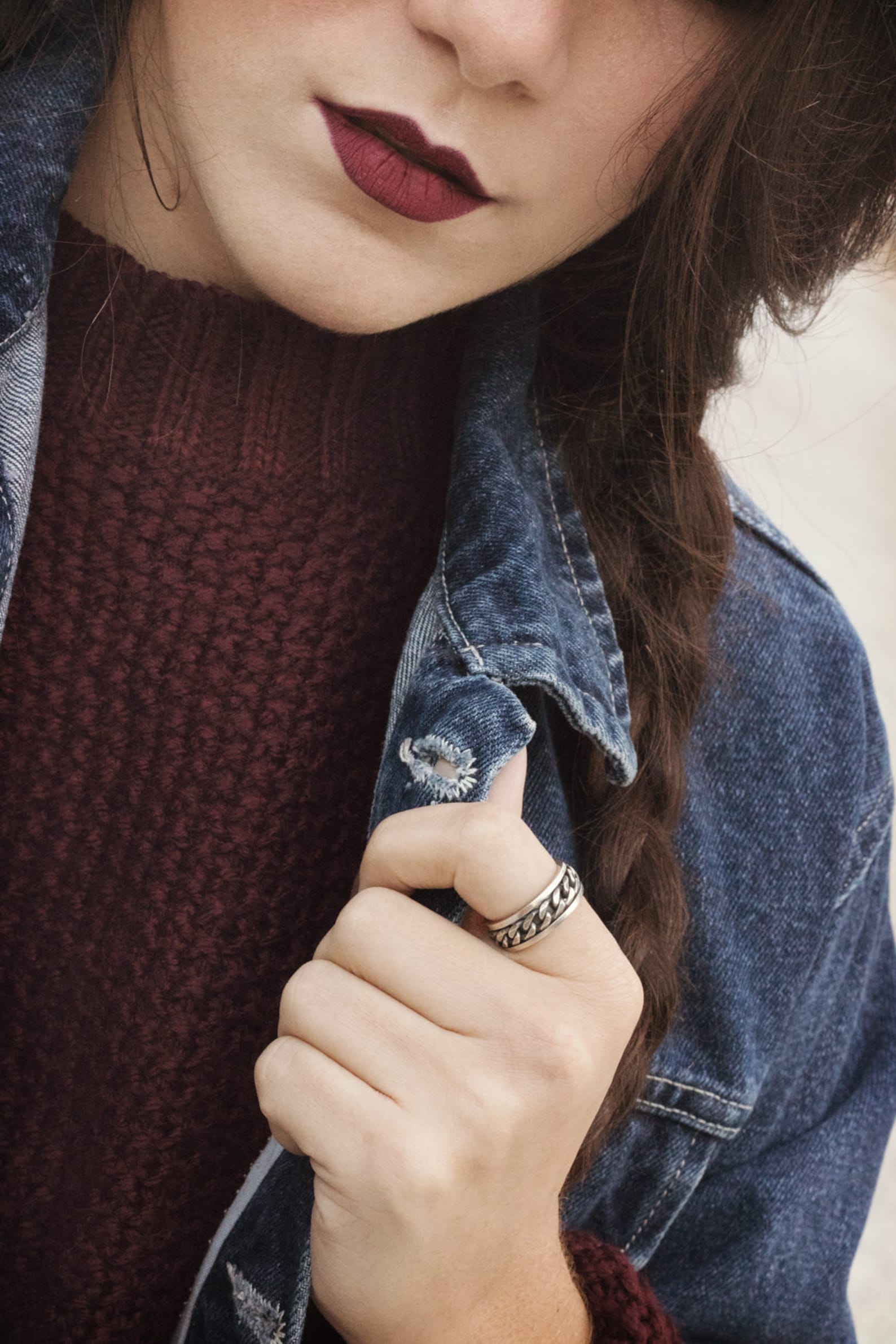 Silver Spinner Ring, Oxidized Anti-stress Band With Loose Curb Chain ...