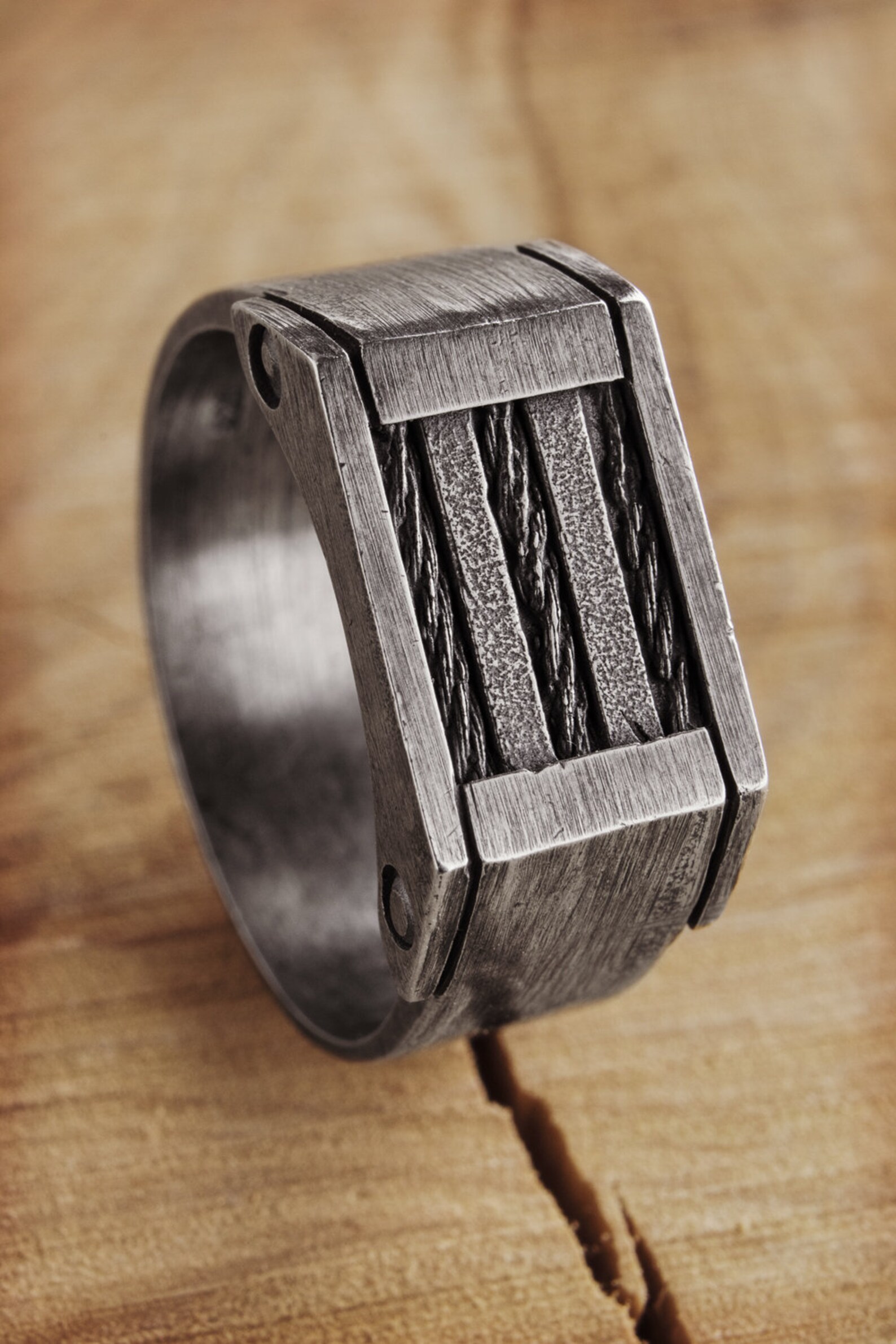Oxidized Geometric Ring for Men and Women 925 Solid Sterling - Etsy