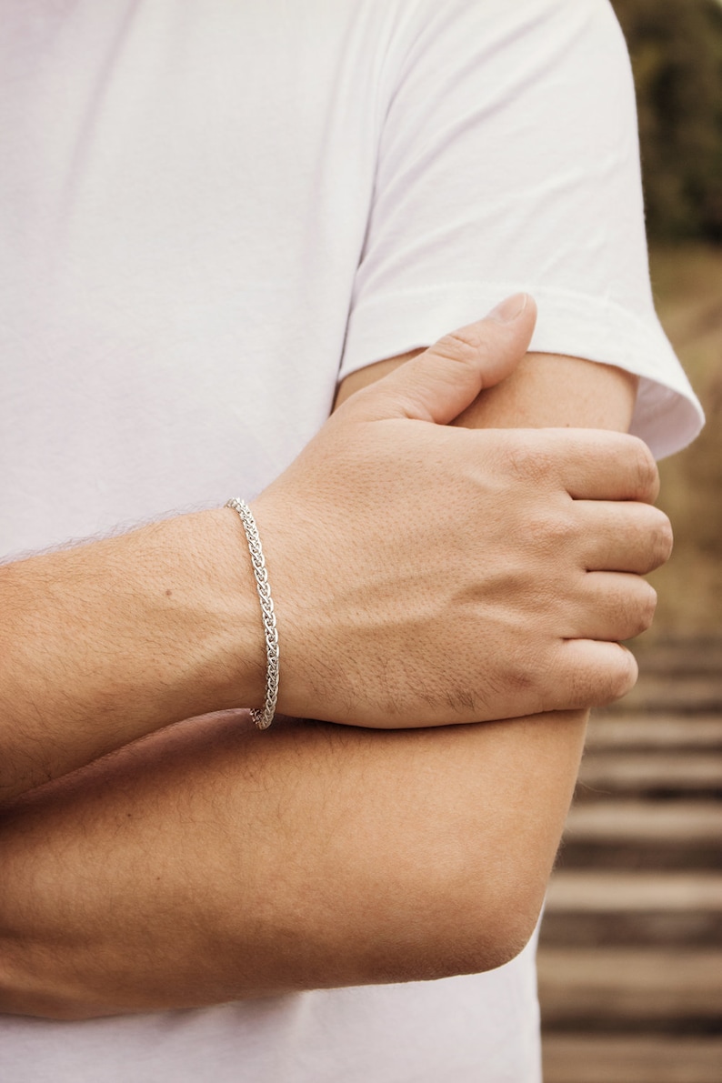 Thick Wheat Chain Bracelet Silver Chain Bracelet Solid - Etsy