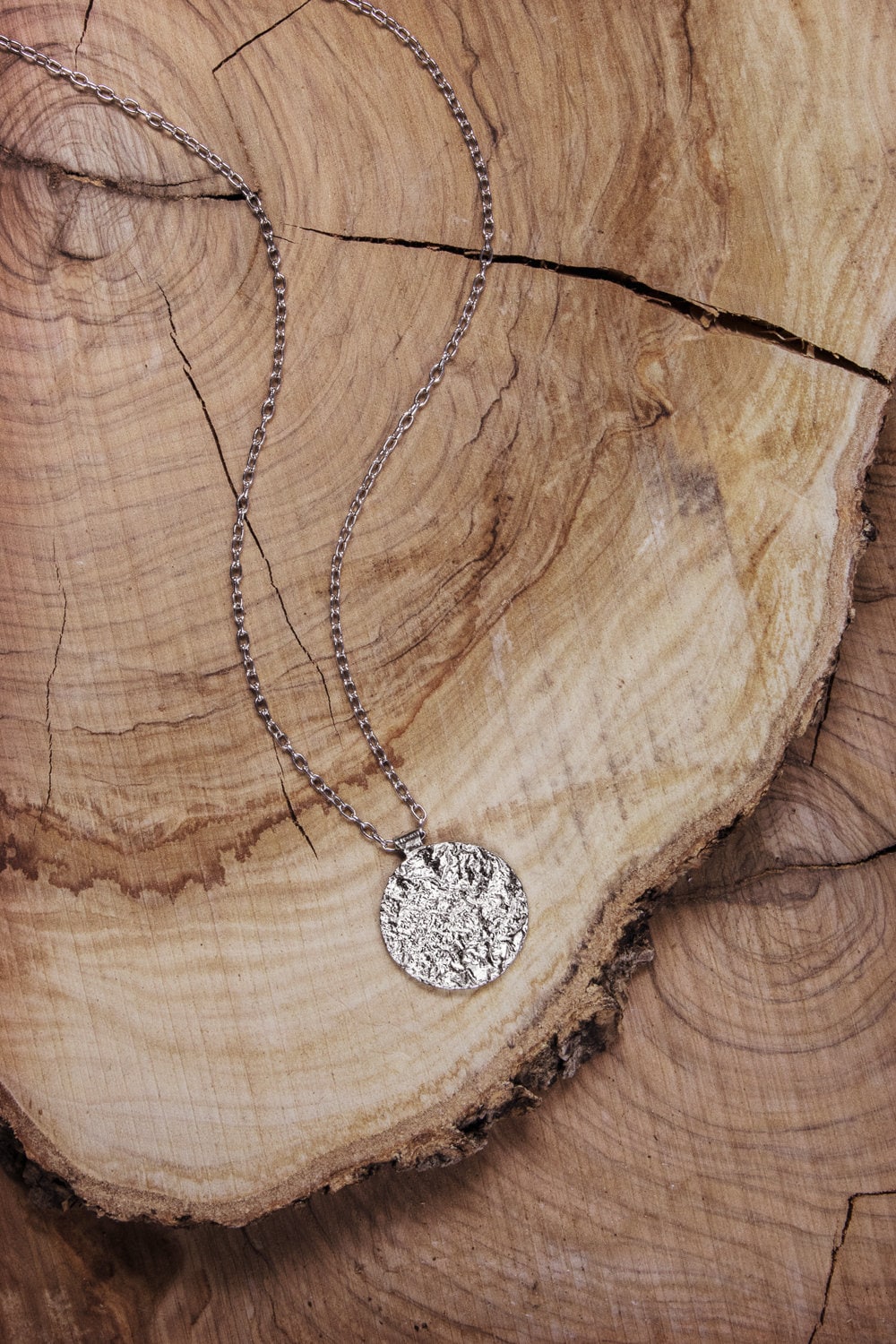 Solid Silver Disc Pendant, 925 Sterling Silver Necklace, Small ...