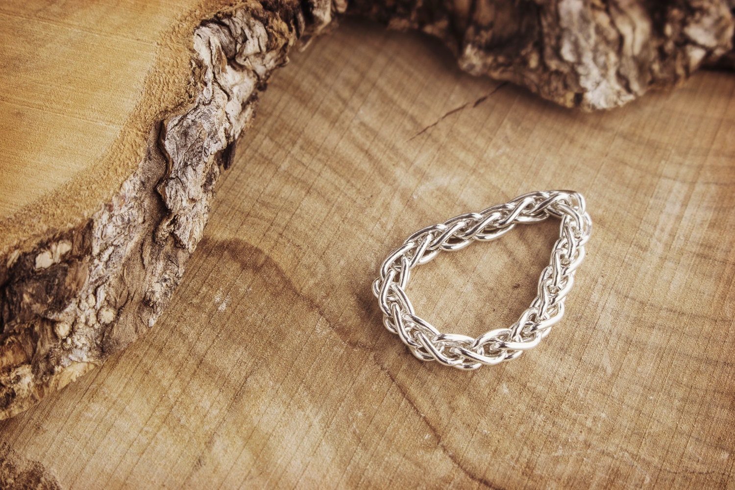 Solid Silver Chain, Flexible Link Ring, 925 Sterling Silver, Simple ...