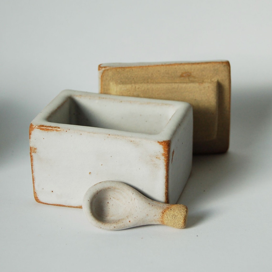 Small Salt Box With Spoon Ceramic Salt Box Tiny Box for | Etsy