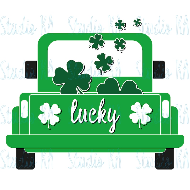 Saint Patrick's Day Truck Svg, Truck With Shamrock Svg, Saint Patrick ...