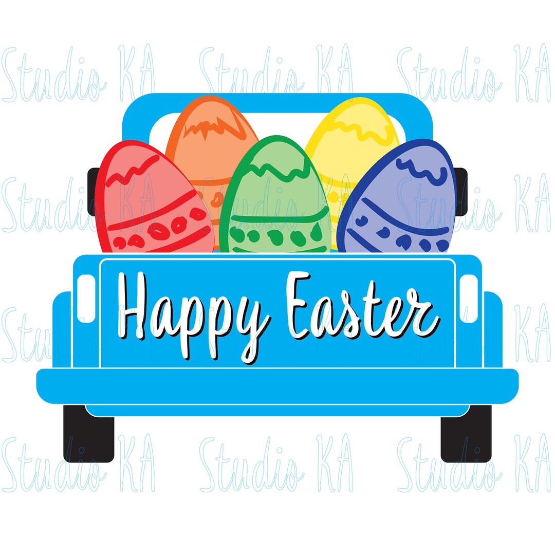 Easter Truck Svg File, Easter Dxf File, Happy Easter Svg File, Truck ...