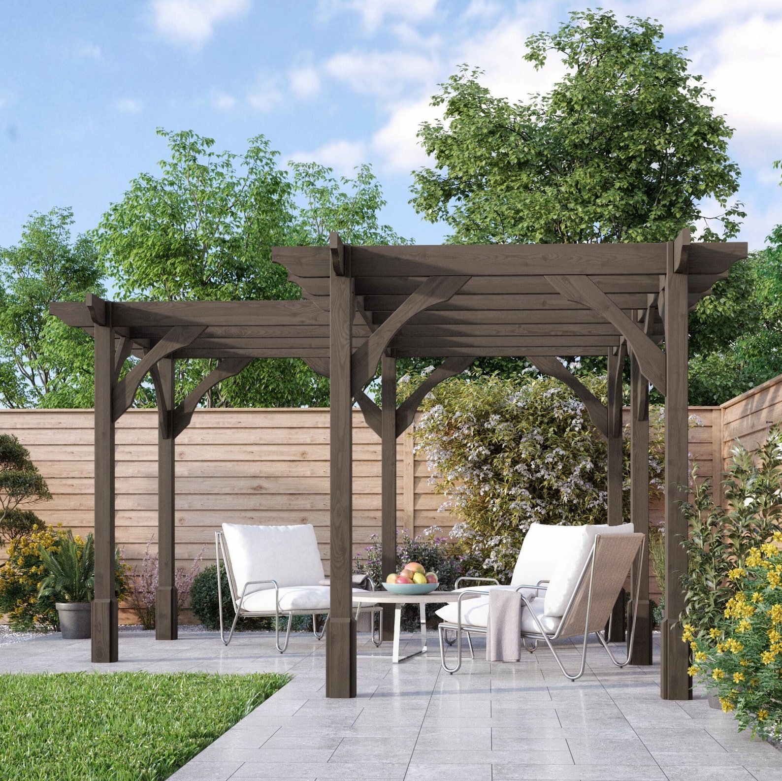 Wooden Garden Gazebo Corner Pergola kit - Premium Corner Pergola Design ...
