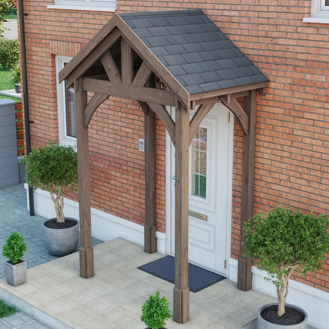 Apex Timber Door Canopy Wooden Porch Door Frame - 4 Post - 1.8m Width ...