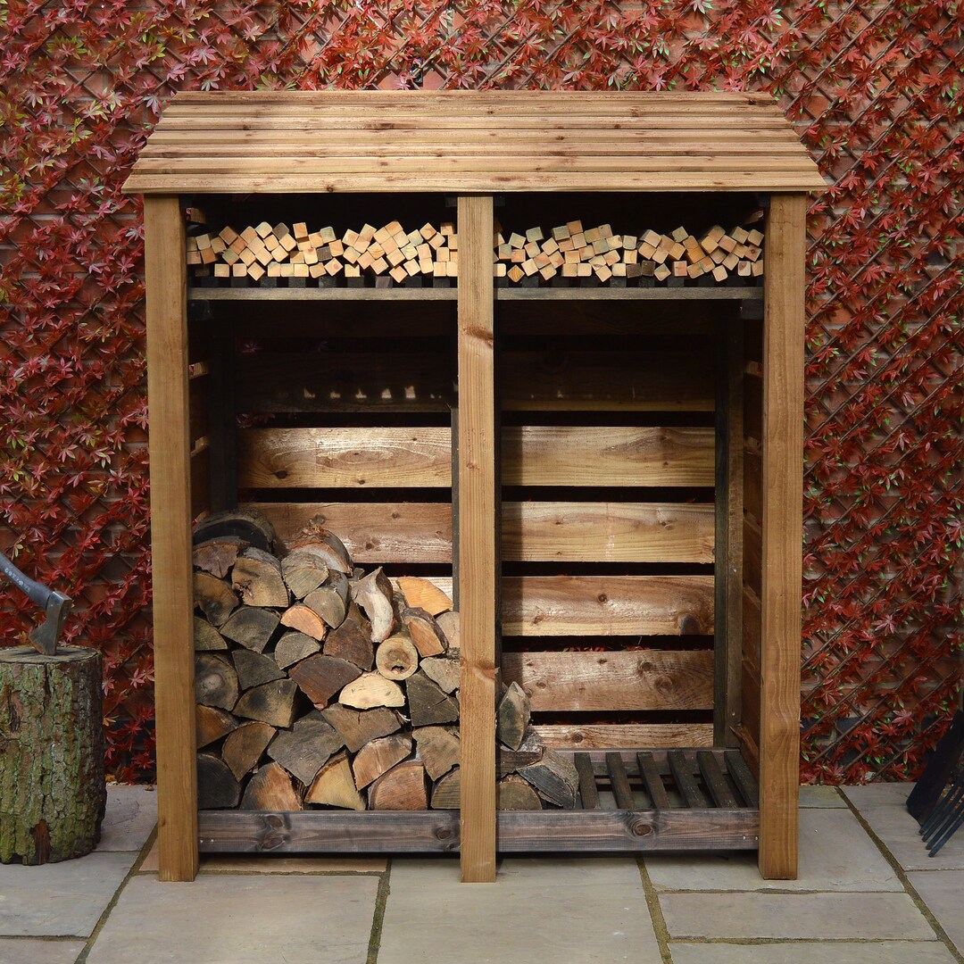 Outdoor Wooden Firewood Log Store Unit - 6ft Tall X 5ft Wide ...