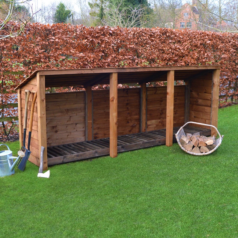 Outdoor Wooden Log Store 4ft Tall X 11ft Wide Empingham Reversed Roof ...