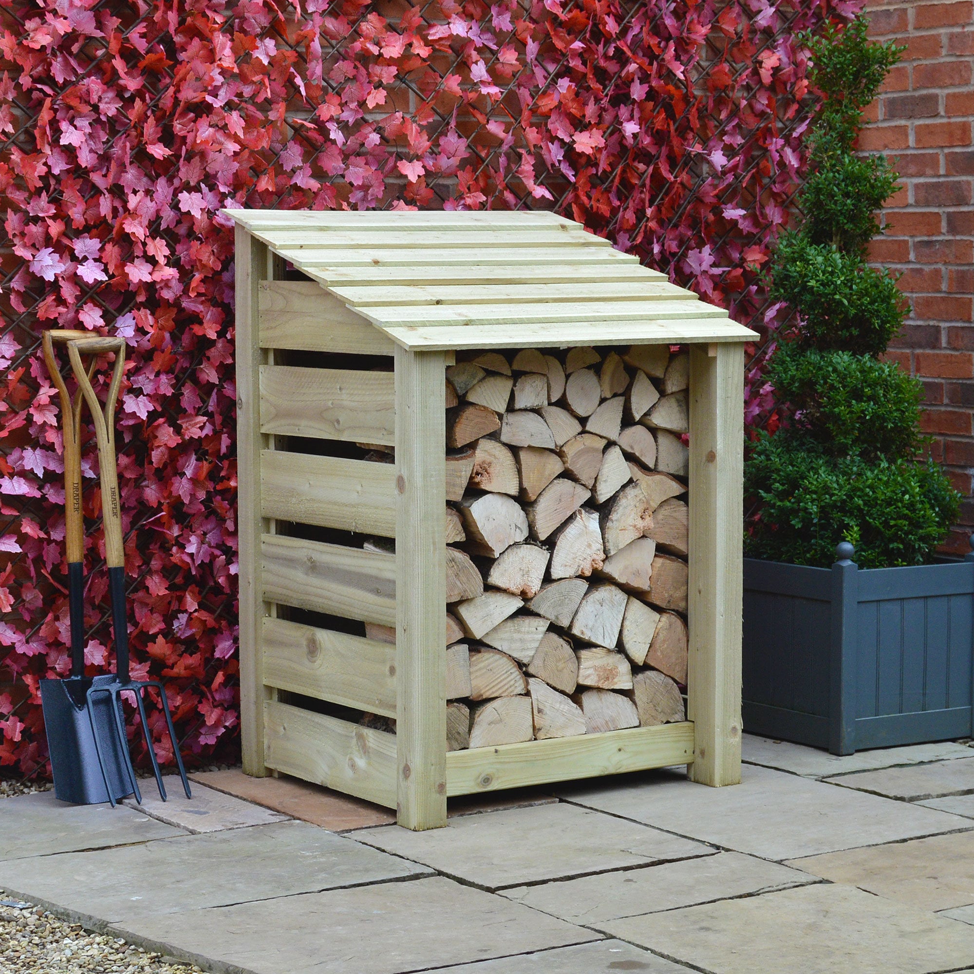 Outdoor Wooden Log Store 4ft Tall X 3ft Wide Burley Slatted Design ...
