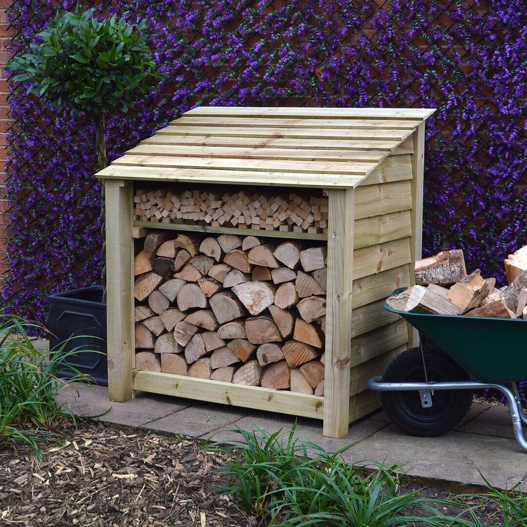 Outdoor Wooden Firewood Log Store Unit - 4ft Tall X 4ft Wide - Greetham ...