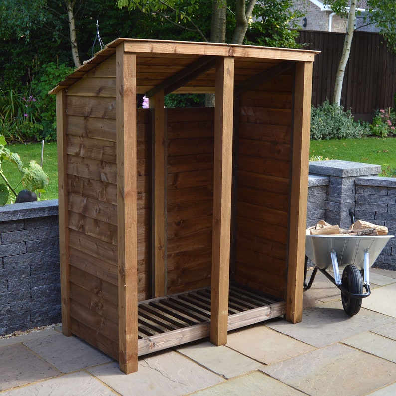 Outdoor Wooden Firewood Log Store: Cottesmore Reversed Roof Design ...