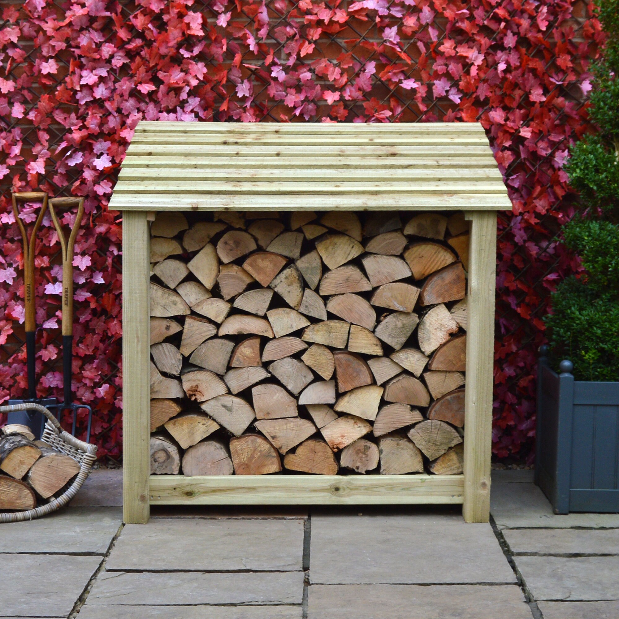 Outdoor Wooden Log Store 4ft Tall X 4ft Wide Greetham - Etsy