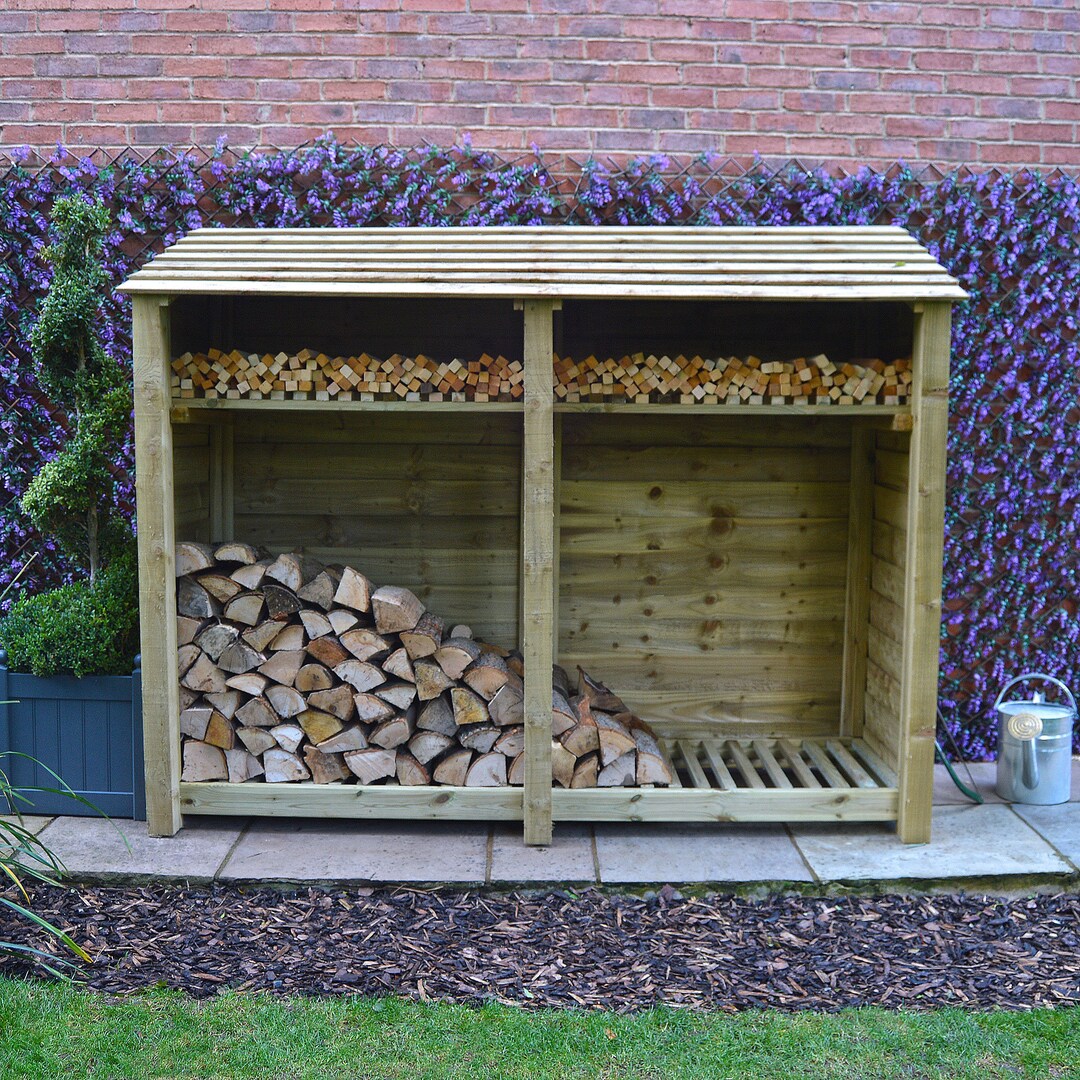 Outdoor Wooden Log Store 6ft Tall X 7ft Wide Normanton Design - Etsy