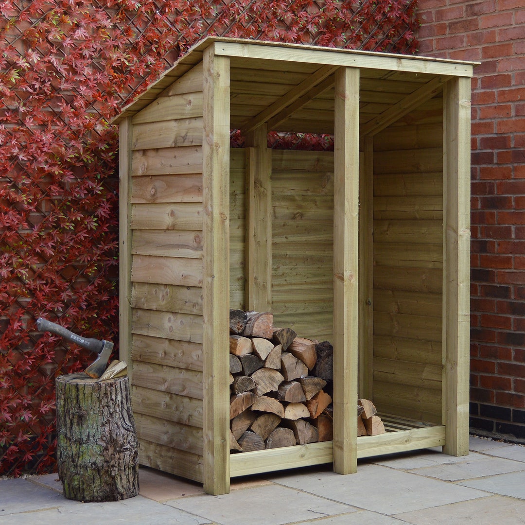 Outdoor Wooden Log Store 6ft Tall X 5ft Wide Cottesmore Reversed Roof ...